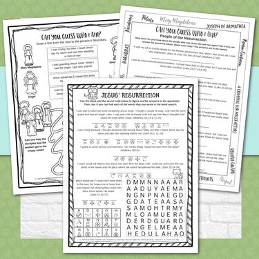 Jesus' Resurrection Activity Pages Easter Story Worksheets for Kids ...