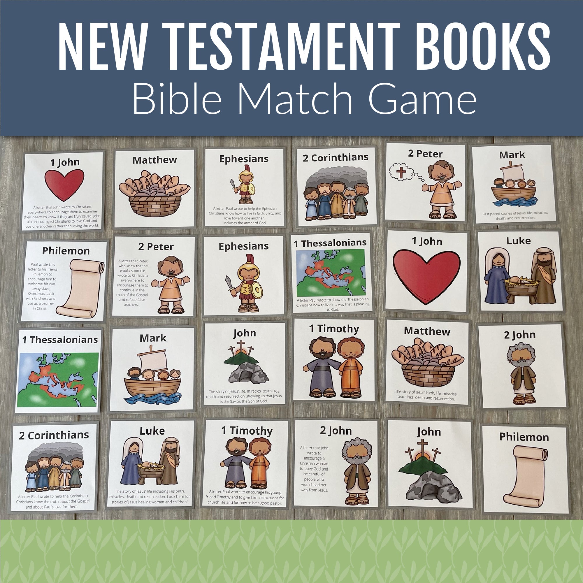 Bible Match Game - Bible Memory Game for New Testament Books of the Bi ...