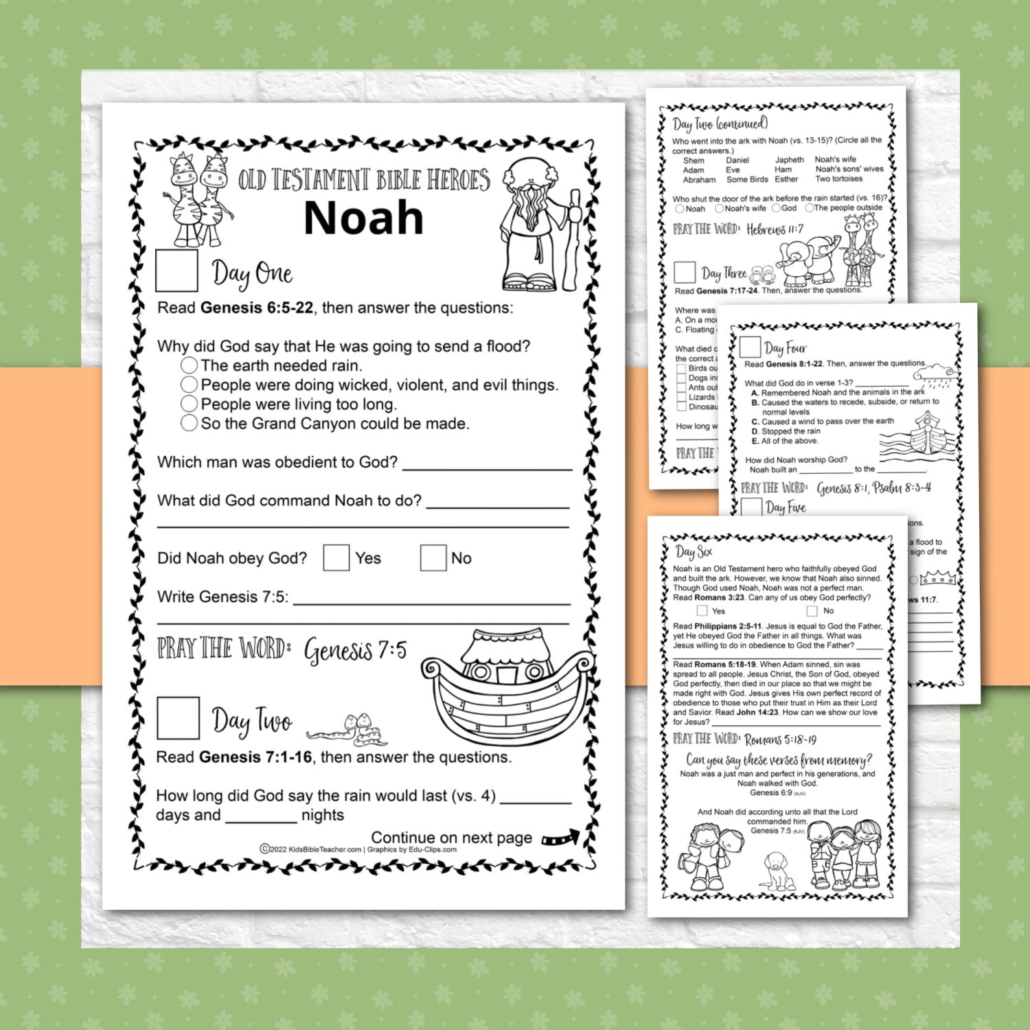 Noah's Ark Bible Lesson Pack for Preschool through 6th Grade – Kids ...