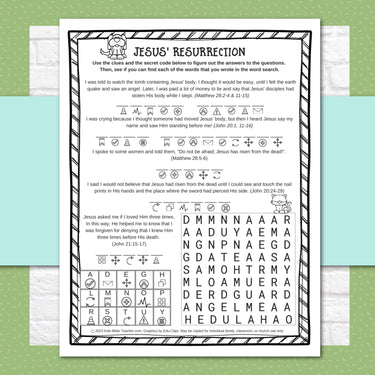 Jesus' Resurrection Activity Pages Easter Story Worksheets for Kids ...