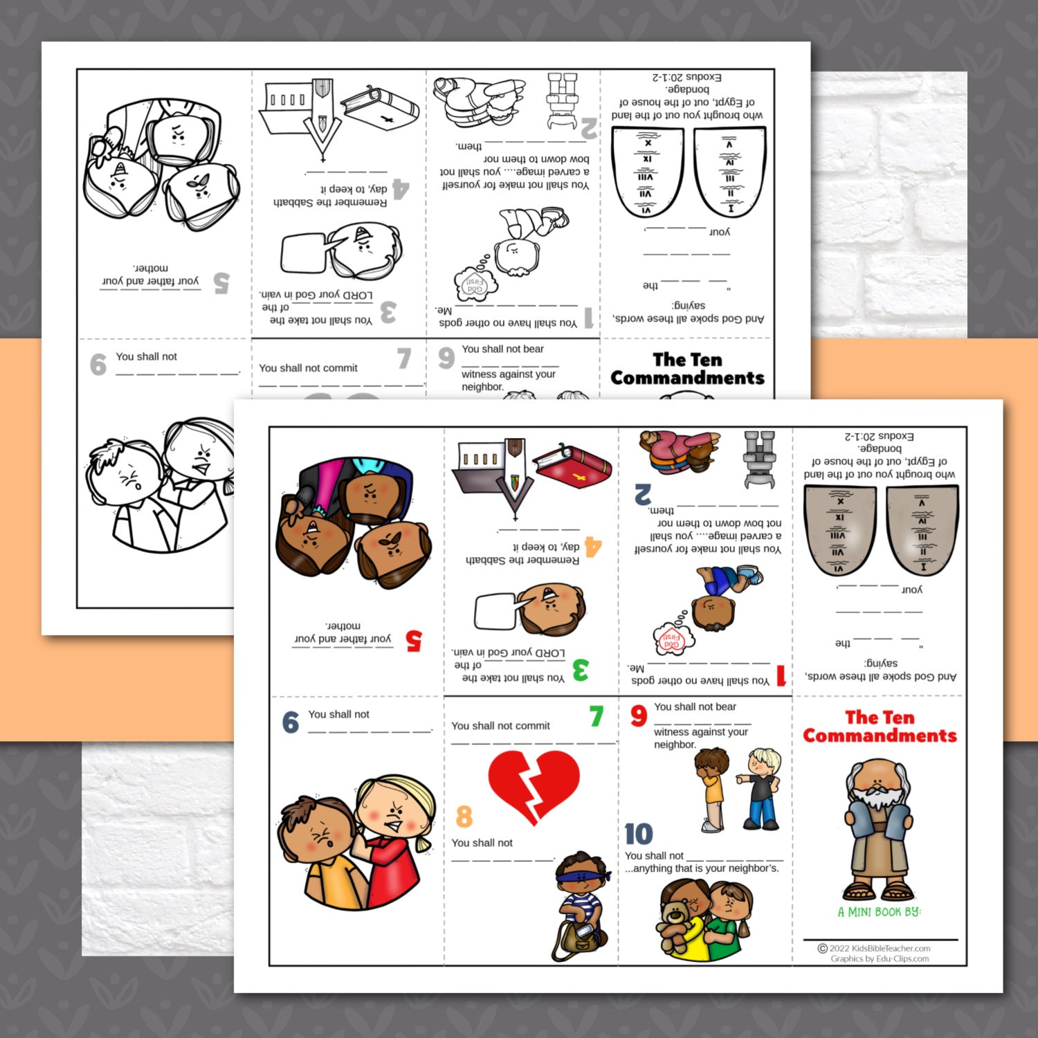 Ten Commandments Mini Book Craft Activity – Kids Bible Teacher