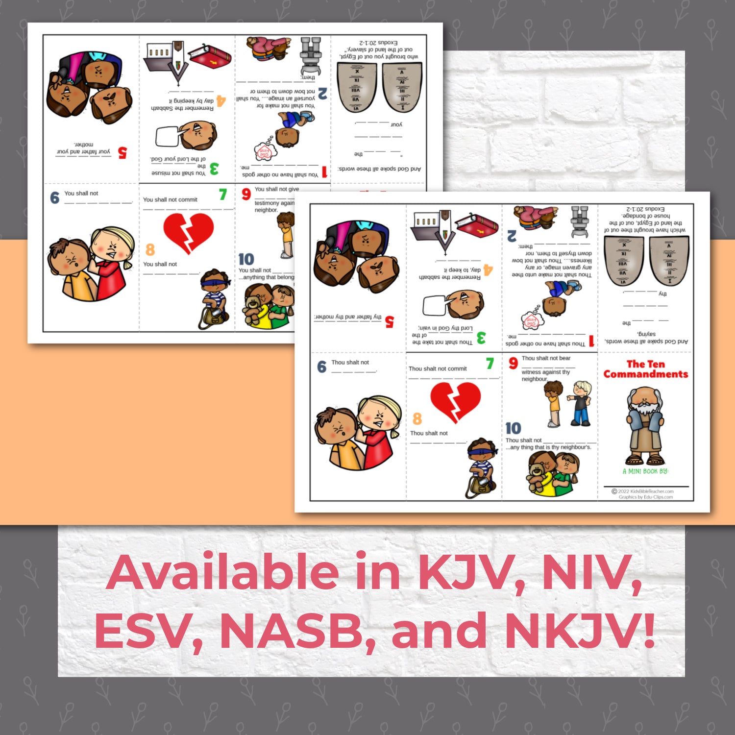 Ten Commandments Craft Mini Book Activity – Kids Bible Teacher