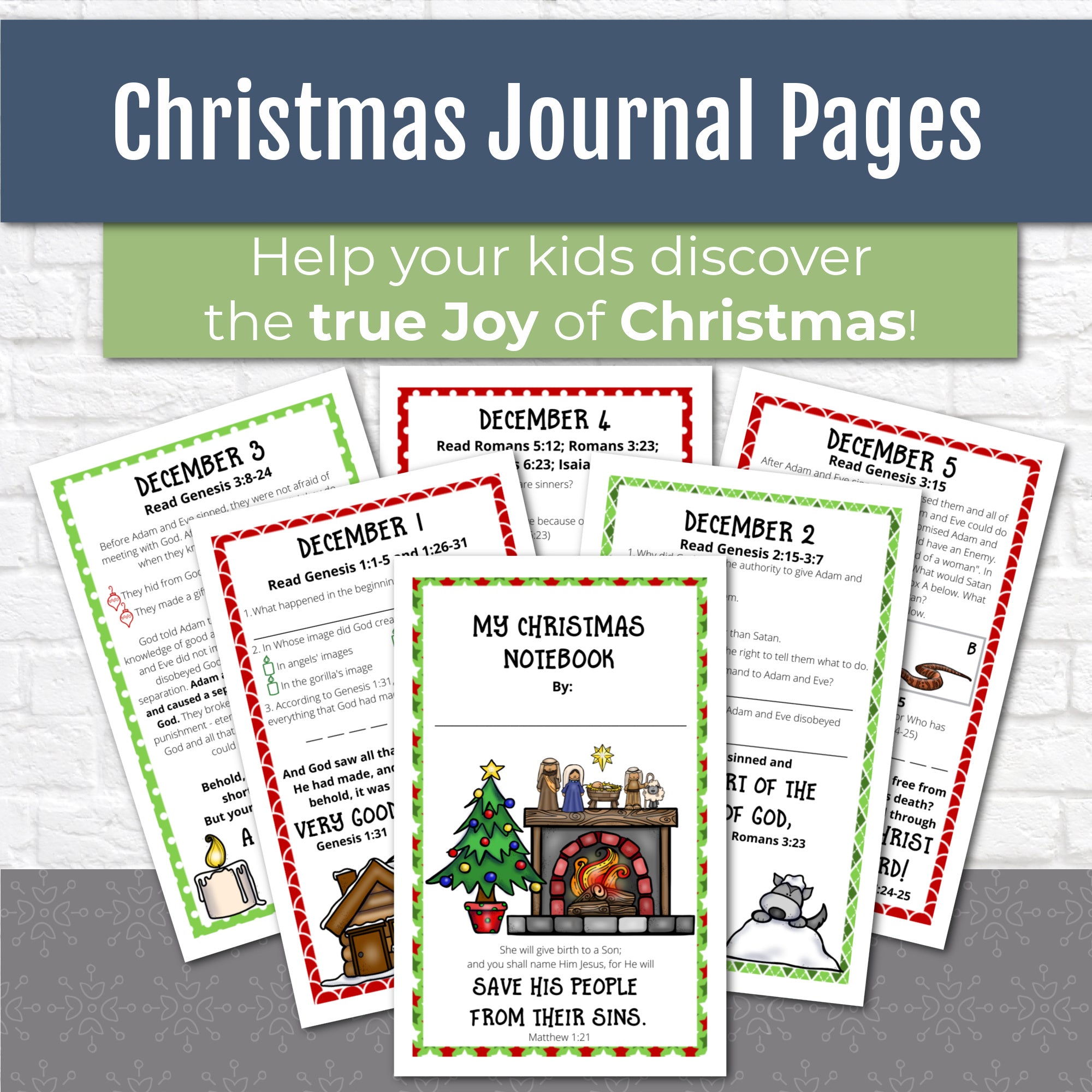December Journal Pages with Bible Verses - Christmas Journal Pages for ...