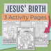 Jesus' Birth Christmas Activity Pages - 3 Nativity Worksheets for Kids ...